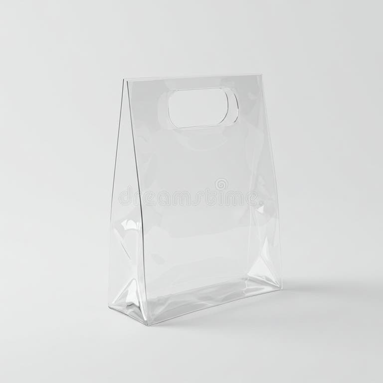 Transparent Plastic Bag with a Rectangular Shape Stands Upright on a ...