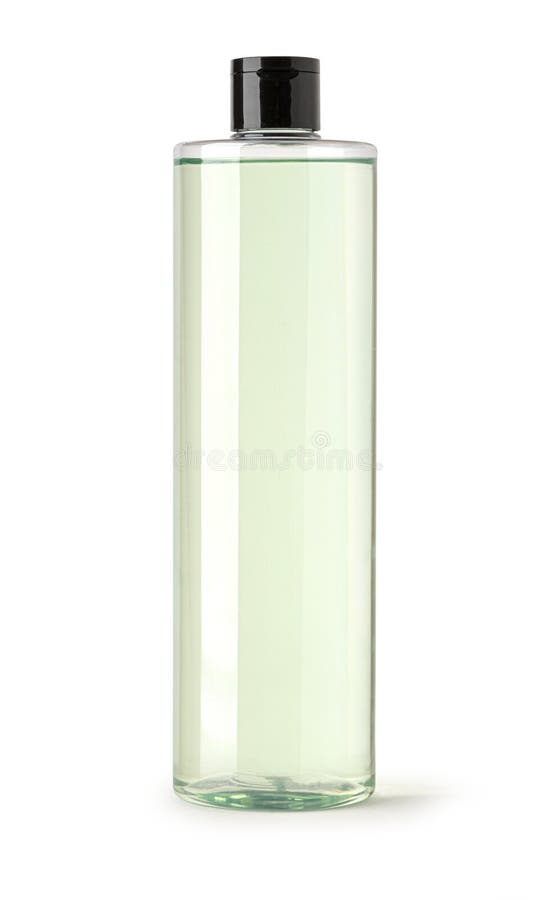 Transparent Plastic Bottle Containing Light Green Liquid Product White ...
