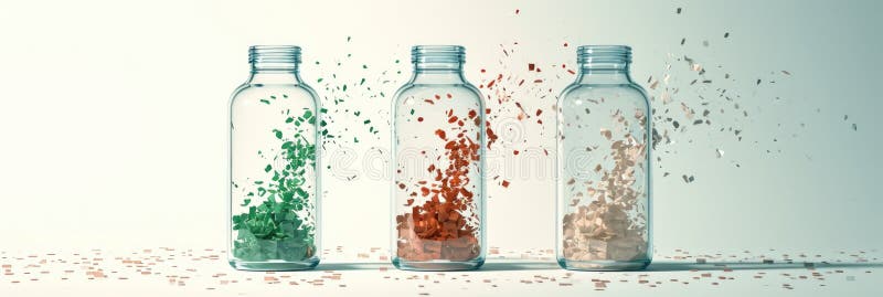 Transparent Plastic Bottles with Plastic Particles, Panoramic Banner ...