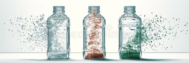 Transparent Plastic Bottles with Plastic Particles, Panoramic Banner ...