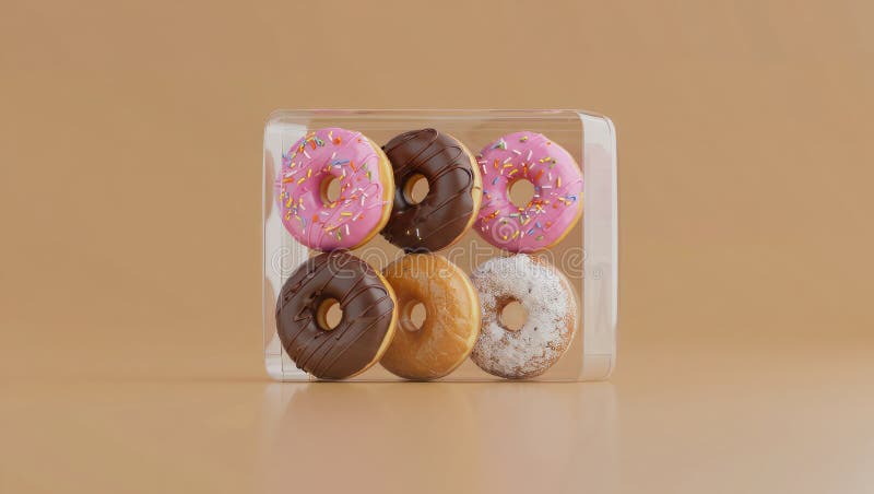 Box of Donuts with Whipped Topping and Assorted Glazes Stock ...