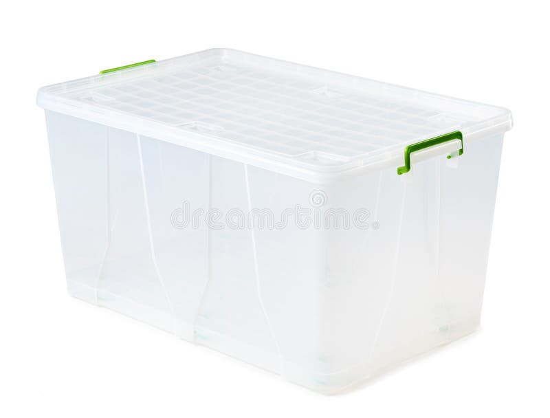 Transparent Plastic Box Isolated on White Background. Stock Photo ...