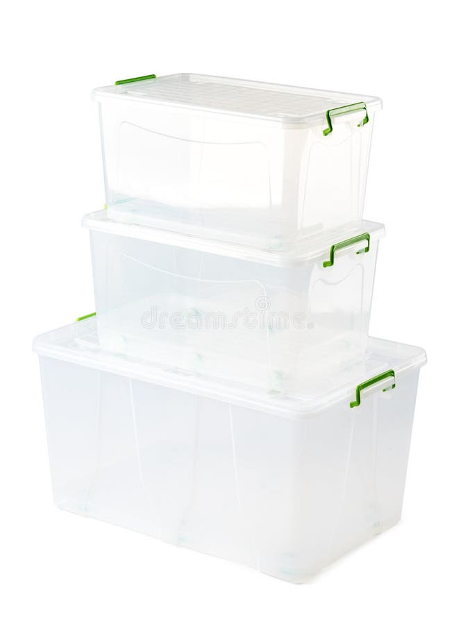 Transparent Plastic Box Isolated on White Background. Stock Image ...
