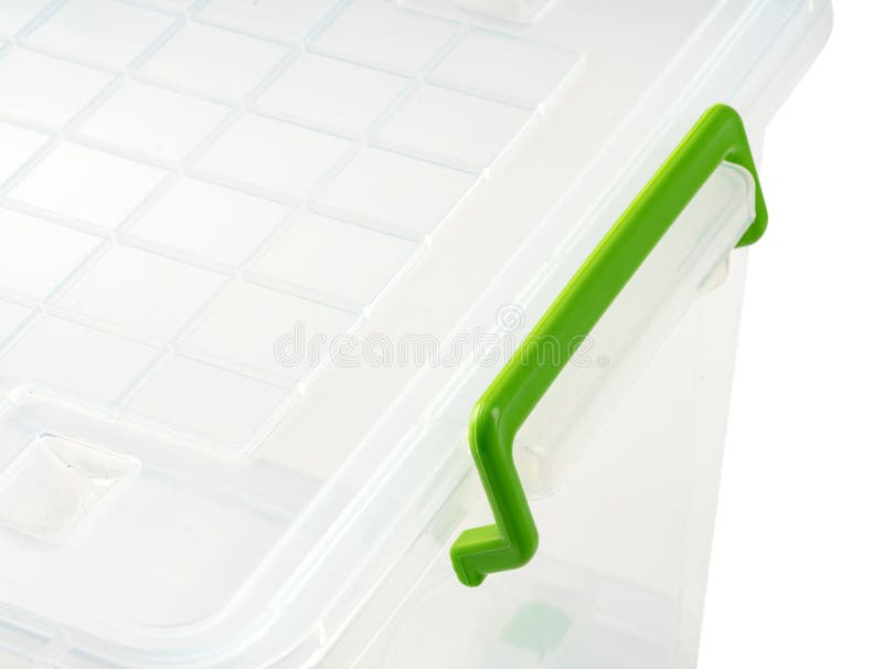 Transparent Plastic Box Isolated on White Background. Stock Image ...