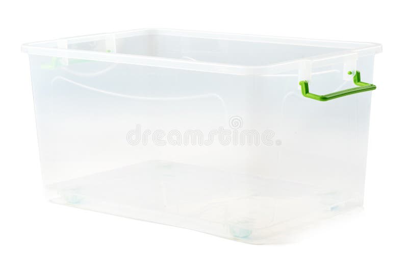 Transparent Plastic Box Isolated on White Background. Stock Photo ...