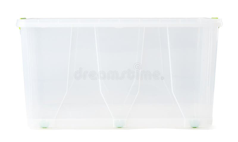 Transparent Plastic Box Isolated on White Background. Stock Photo ...