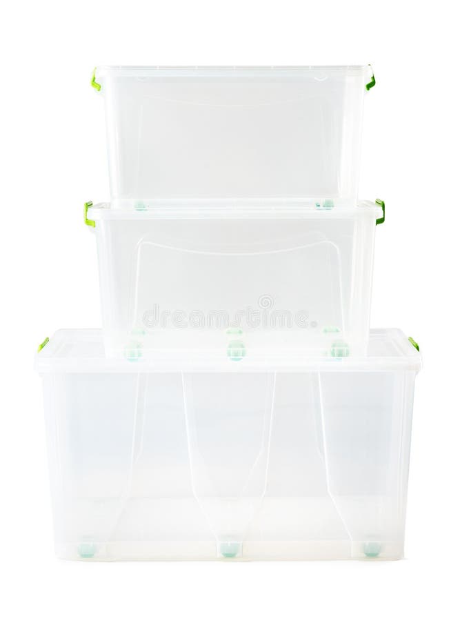 Transparent Plastic Box Isolated on White Background. Stock Photo ...