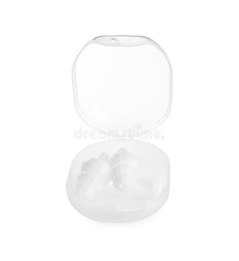 Transparent Plastic Case with Ear Plugs Isolated on White Stock Image ...