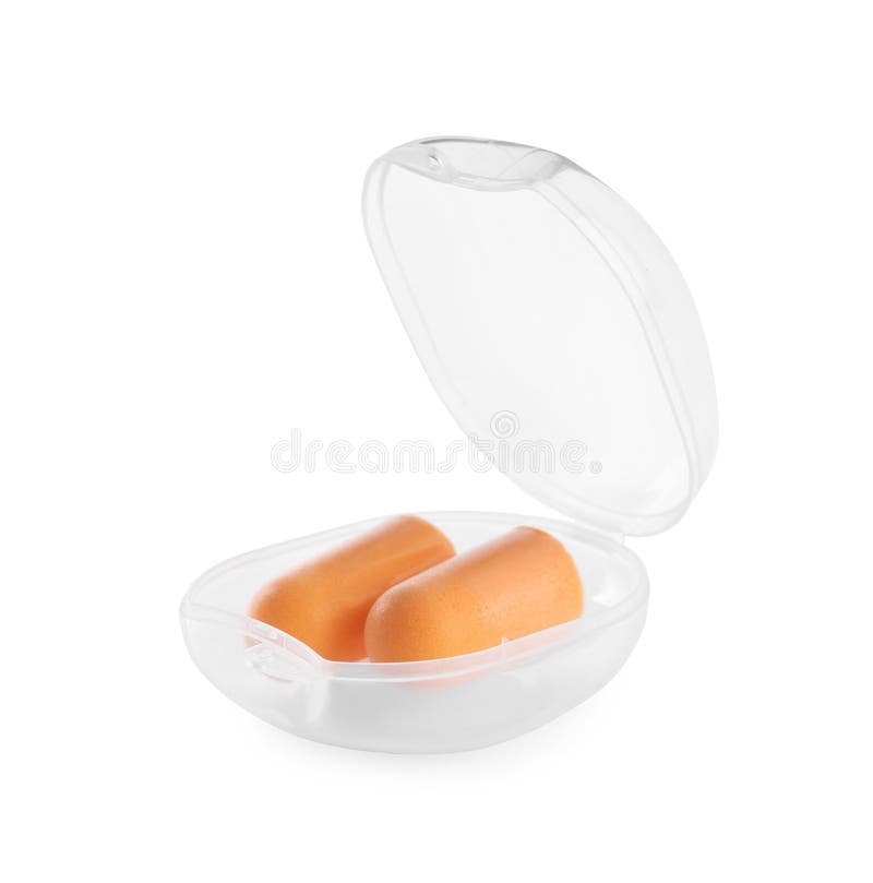 Transparent Plastic Case with Ear Plugs Isolated on White Stock Image ...