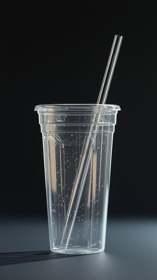Transparent Plastic Cup with Straw Beverage Container Studio Shot Empty ...
