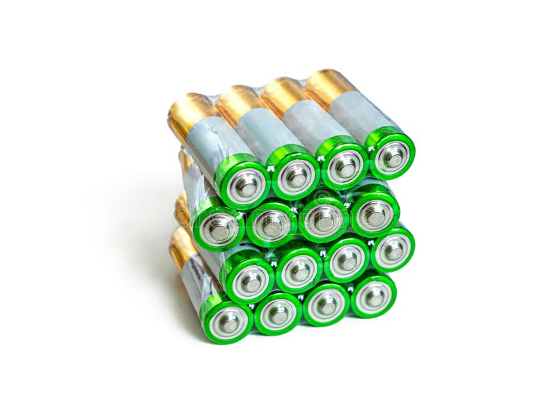 Transparent Plastic Packaging with Batteries on a White Background ...