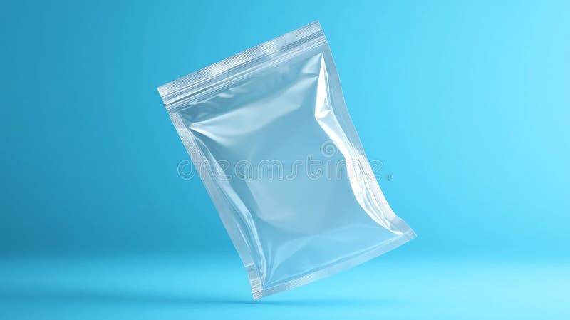 Transparent Plastic Packaging Mockup on Blue Background Stock ...