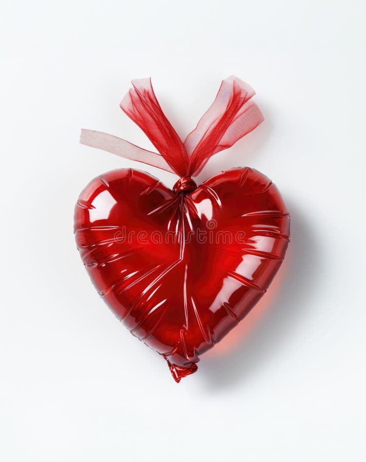 Transparent Plastic Packaging in the Shape of a Heart Filled with Red ...