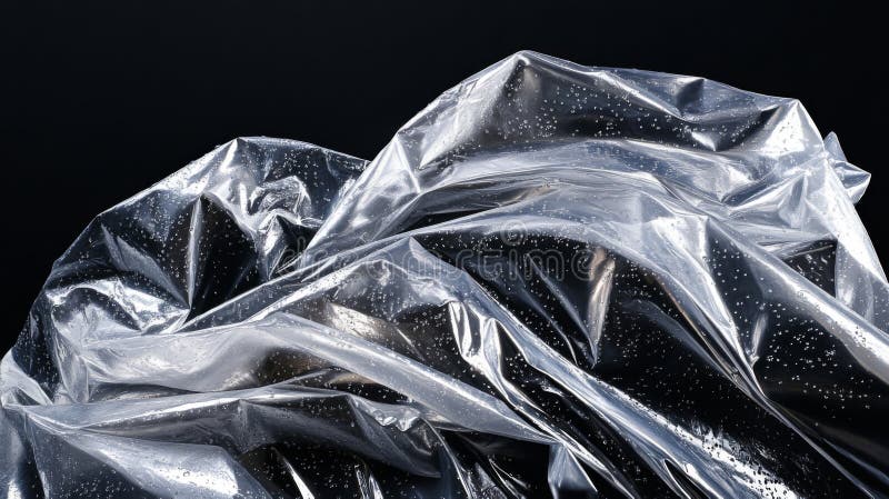 Transparent Plastic Sheet Draped with Water Droplets Stock Illustration ...