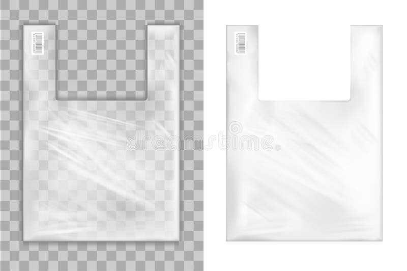 Transparent Plastic Shopping Bag with with Handle Stock Vector ...