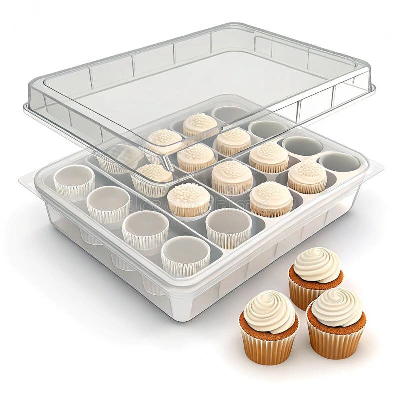 Plastic Cupcake Storage Box PNG Stock Illustration - Illustration of ...