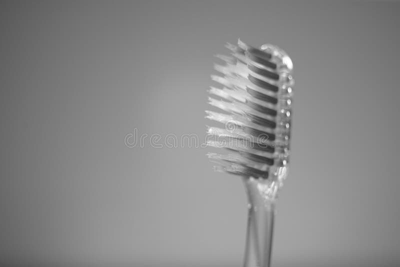 Transparent Plastic Toothbrush with Old Bristles, Side View, Copy Space ...