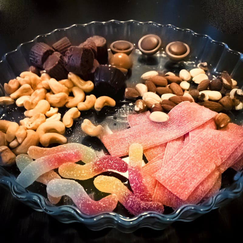 Transparent Plastic Tray with Sweets on a Black Table Netherland Stock ...