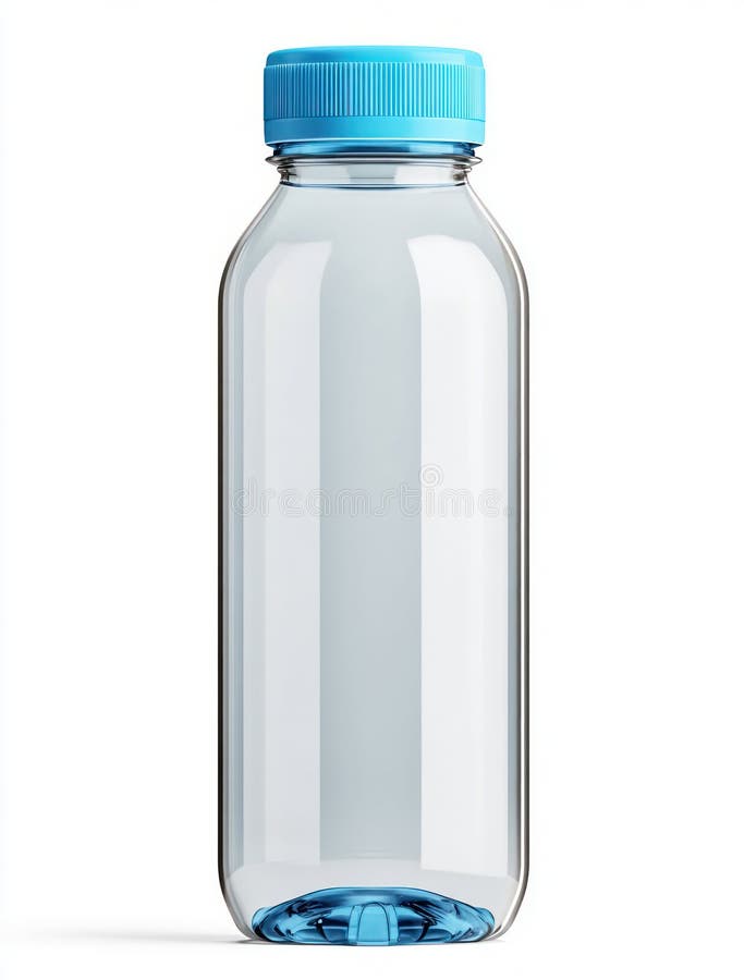 Transparent Plastic Water Bottle with Blue Cap Stock Illustration ...