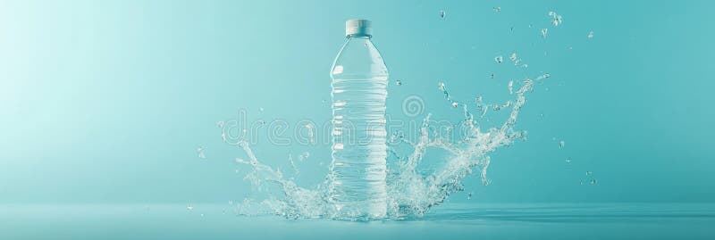 Transparent Plastic Water Bottle Splashing on Light Blue Background ...