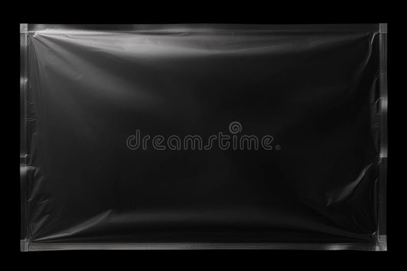 Transparent Plastic Wrap Overlay on Black Background. Horizontal ...