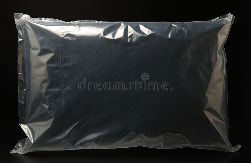 Transparent Plastic Wrap Overlay on Black Background with Stretched ...
