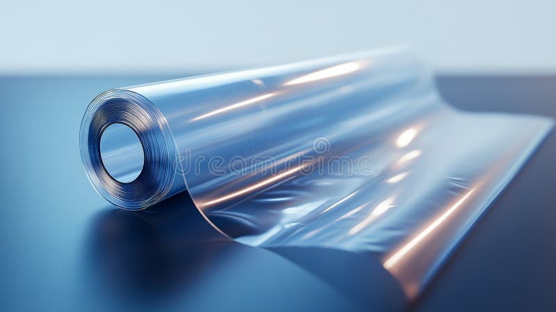 Transparent Plastic Wrap Roll Smooth Reflective Surface Stock Photos ...