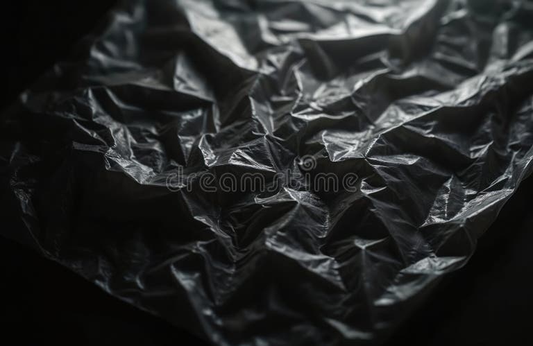Transparent Plastic Wrap Texture on Black Background. Realistic ...