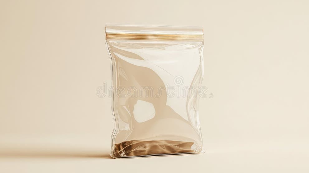 Transparent Plastic Ziplock Bag on Beige Background Stock Illustration ...