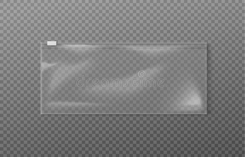 Transparent Plastic Zipper Bag Mockup, Realistic Vector Illustration ...