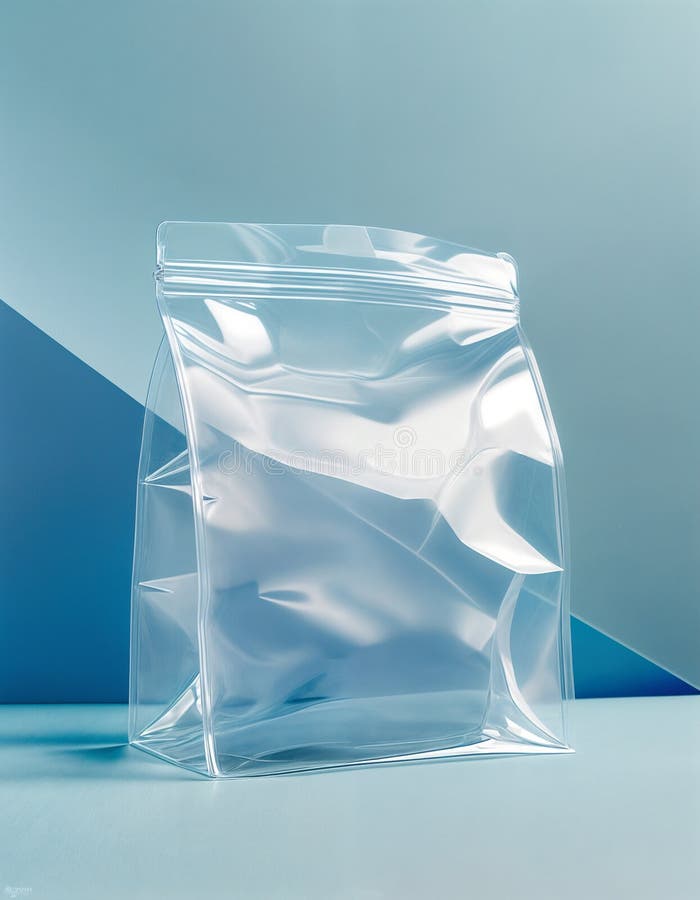 Transparent Plastic Zipper Pouch on Blue Background Stock Illustration ...