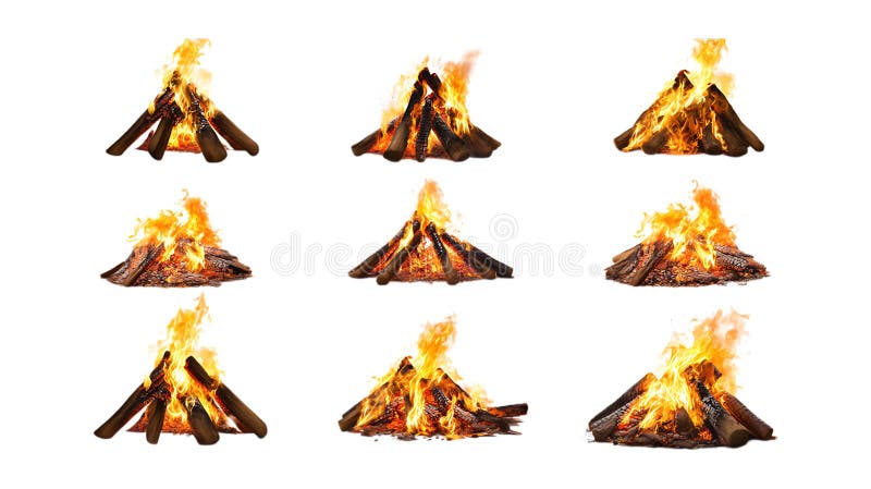 Transparent or PNG Image of Animated Campfire with Burning Logs Stock ...