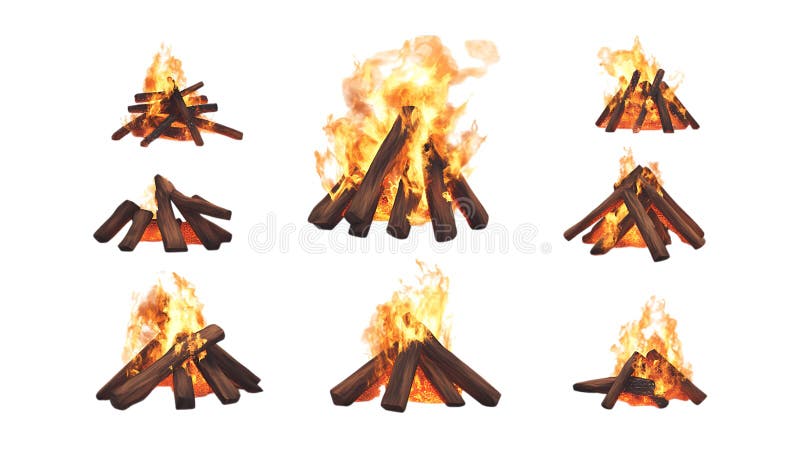Transparent or PNG Image of Animated Campfire with Burning Logs Stock ...
