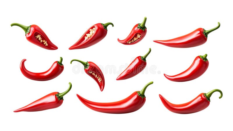 Transparent or PNG Image of Assorted Red Hot Peppers in Various Shapes ...