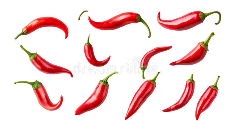 Transparent or PNG Image of Assorted Red Hot Peppers in Various Shapes ...