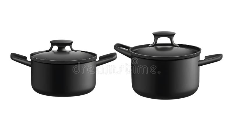 Transparent or PNG Image of Black Cooking Pots with Lids Stock ...