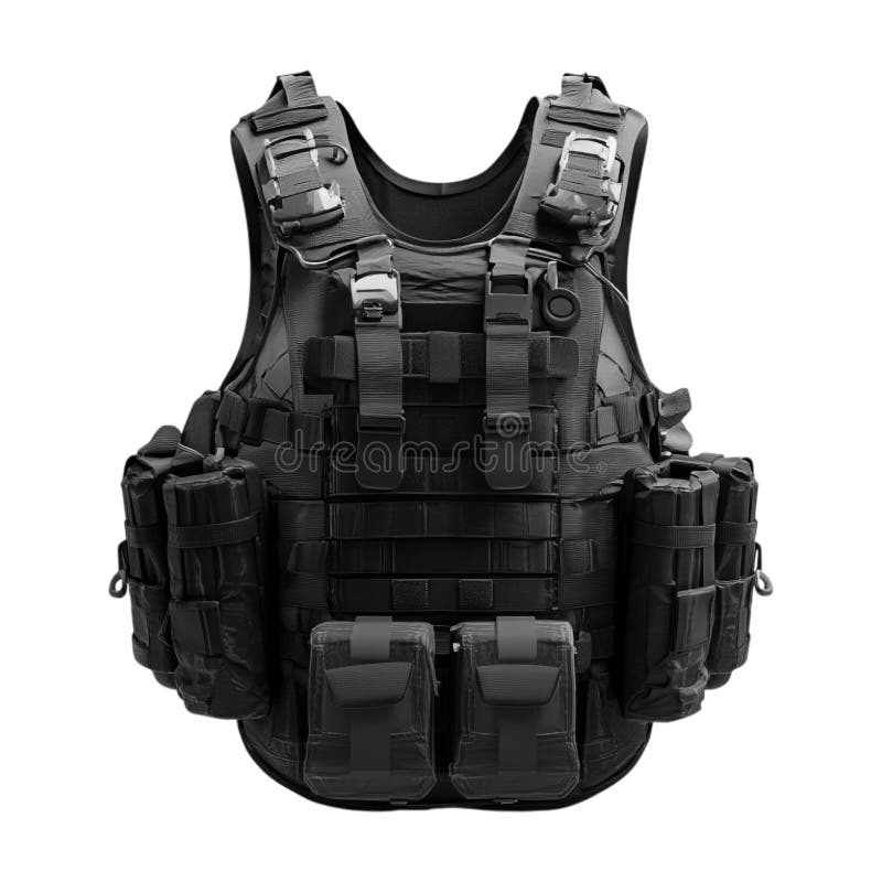 Black Tactical Vest with Pouches. Generative Ai Stock Illustration ...