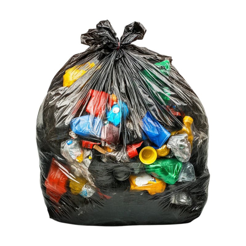 Transparent or PNG Image of a Black Trash Bag Full of Garbage Stock ...