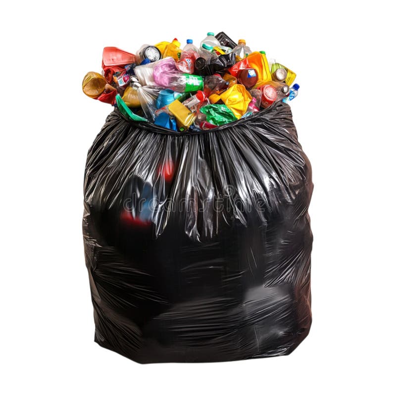 Transparent or PNG Image of a Black Trash Bag Full of Garbage Stock ...