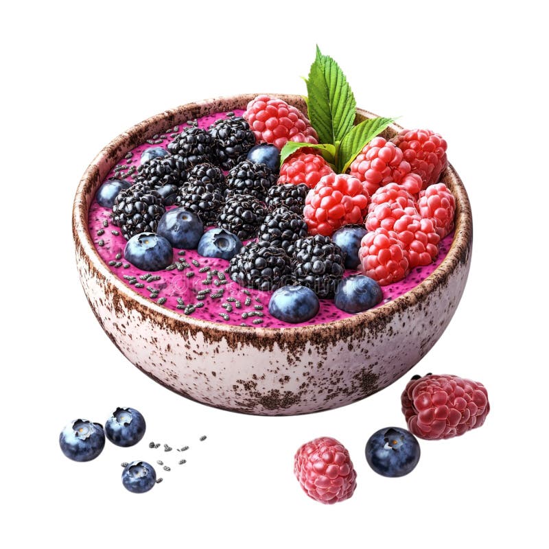 Transparent or PNG Image of a Bowl of Mixed Berries Stock Illustration ...