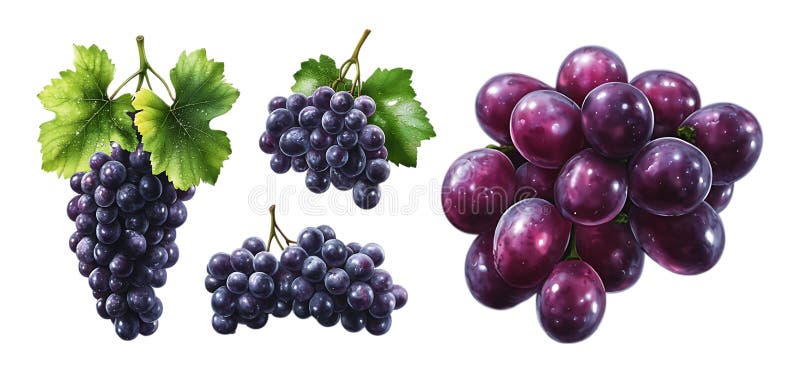 Transparent or PNG Image of Bunches of Dark Purple Kyoho Grapes Stock ...