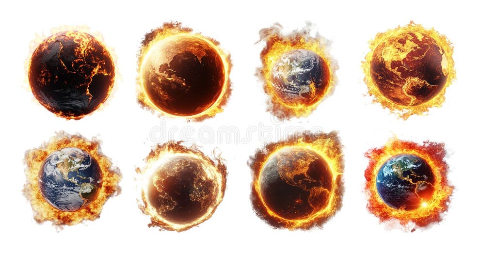 Transparent or PNG Image of Burning Earth with Fire Flame Pack Stock ...