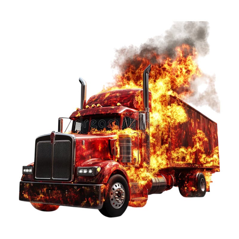 Transparent or PNG Image of Burning Truck Stock Illustration ...