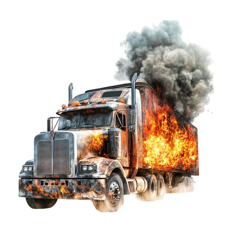 Transparent or PNG Image of Burning Truck Stock Illustration ...