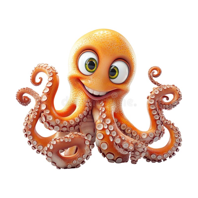 Transparent or PNG Image of a Cartoon Octopus Stock Illustration ...