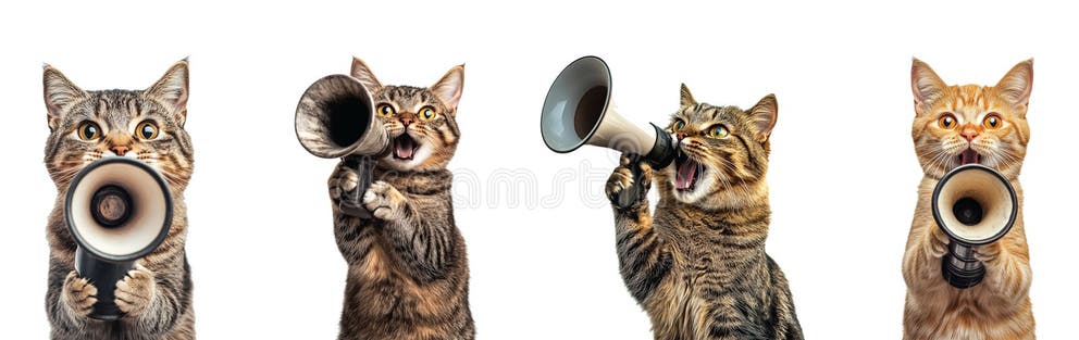 Transparent or PNG Image of Cat Shouting through a Megaphone Pack Stock ...
