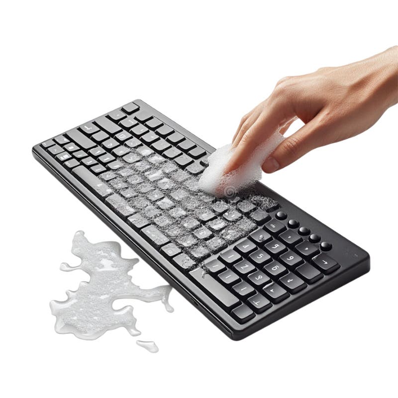 Transparent or PNG Image of Cleaning a Keyboard with a Foam Stock ...