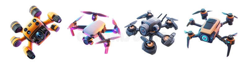 Transparent or PNG Image of Colorful Drone Flying Pack Stock ...