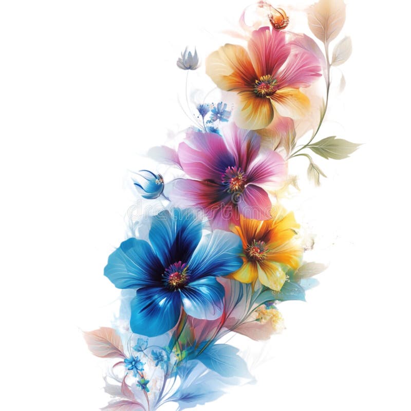 Transparent or PNG Image of Colorful Flowers Stock Illustration ...