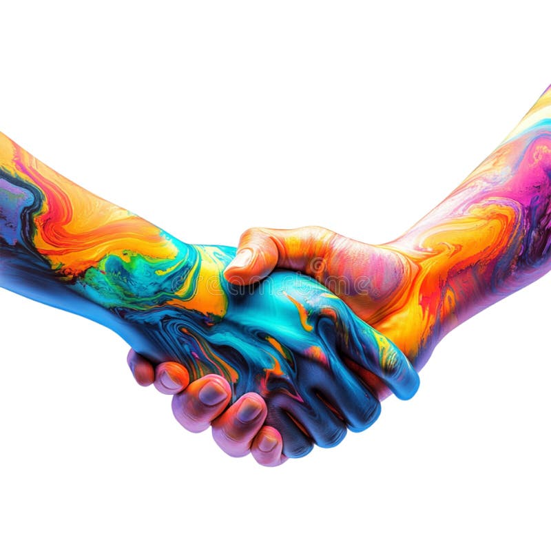 Transparent or PNG Image of a Colorful Handshake Stock Illustration ...